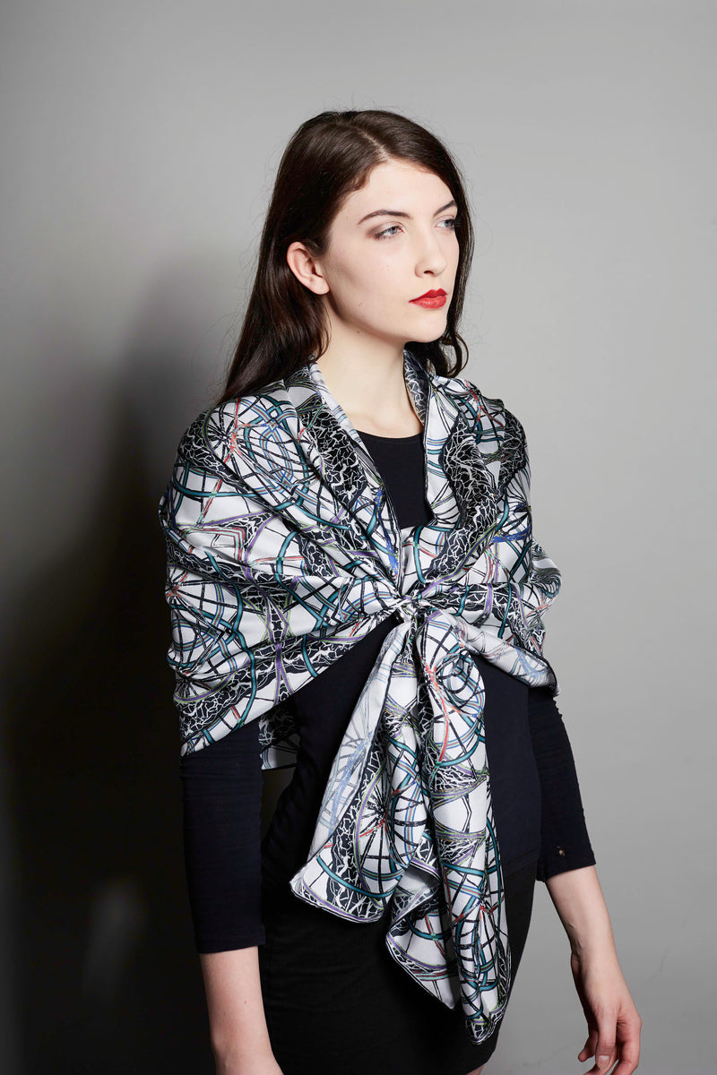 'Juggling Wheels' 100% Silk Twill, Long Rectangular Scarf juggling ...