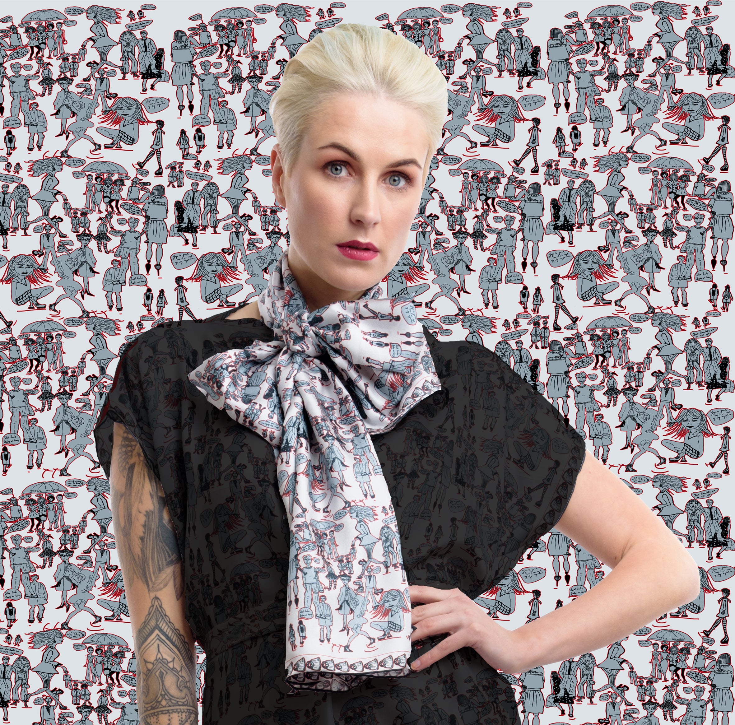 Gray silk scarf store